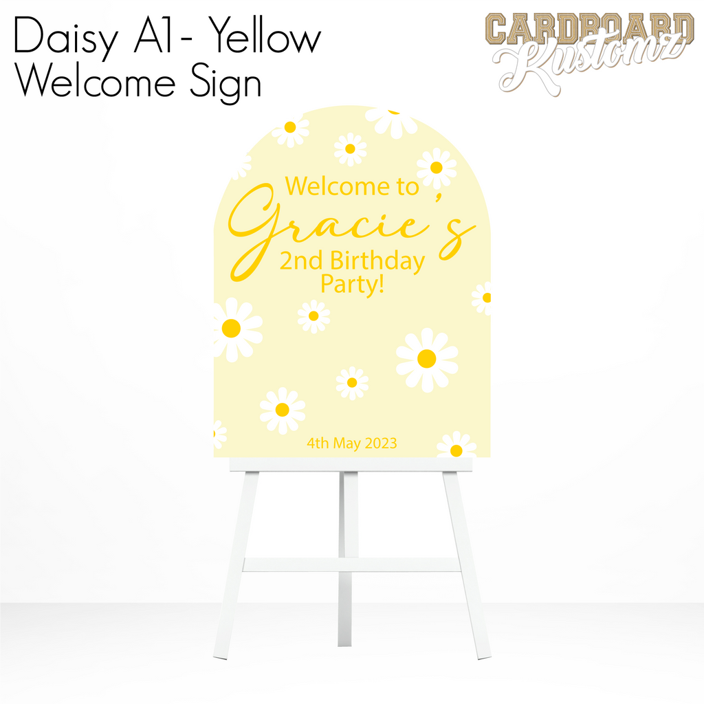 Customisable Daisy Welcome Party Sign, Welcome Board - Yellow ...