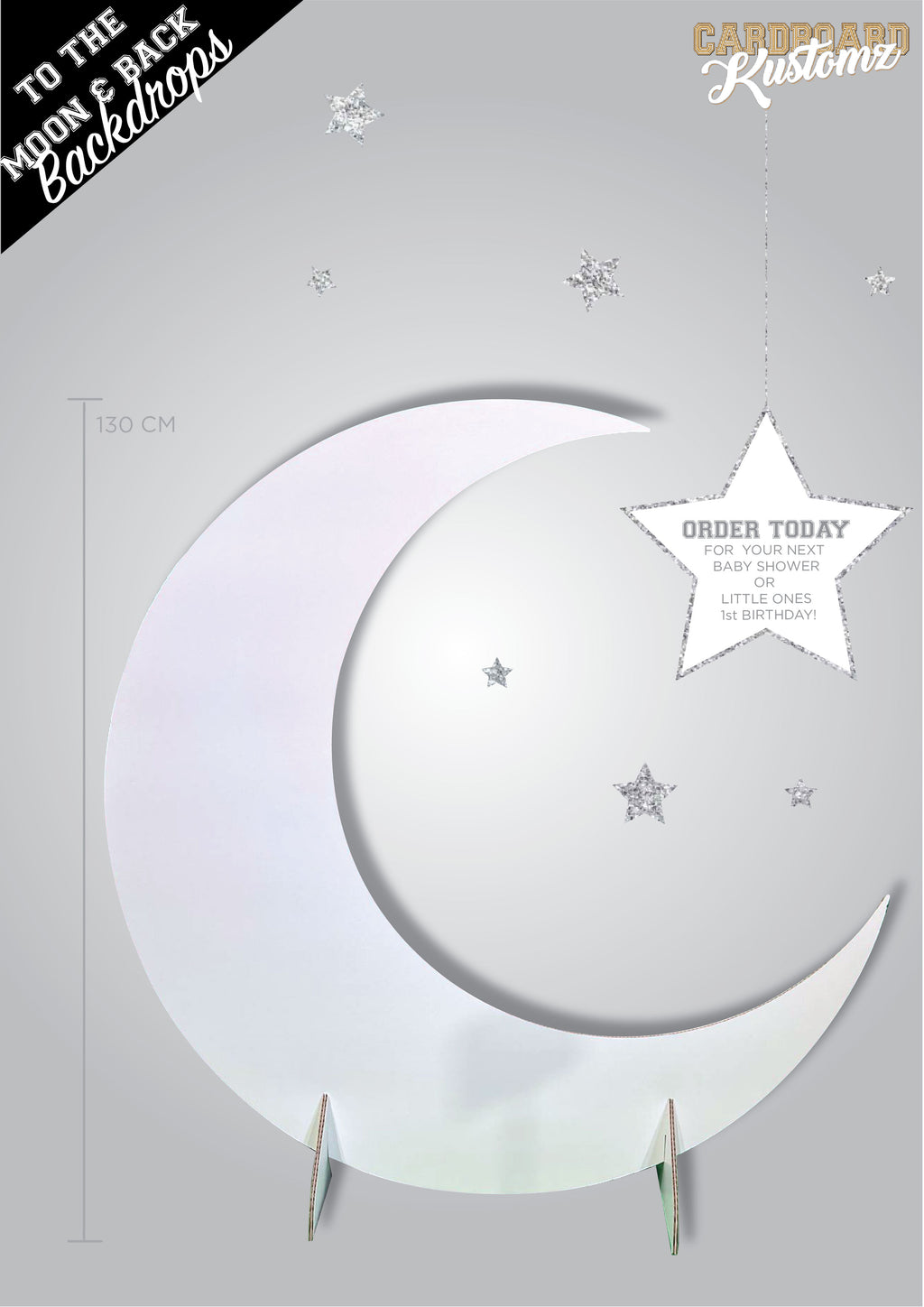 Crescent Moon, Moon cut out, Moon Back drop – Cardboard Kustomz