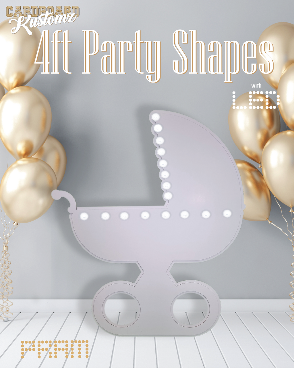 4Ft Party Shapes With Led Pram White Or Printed Party Prop 4 ...