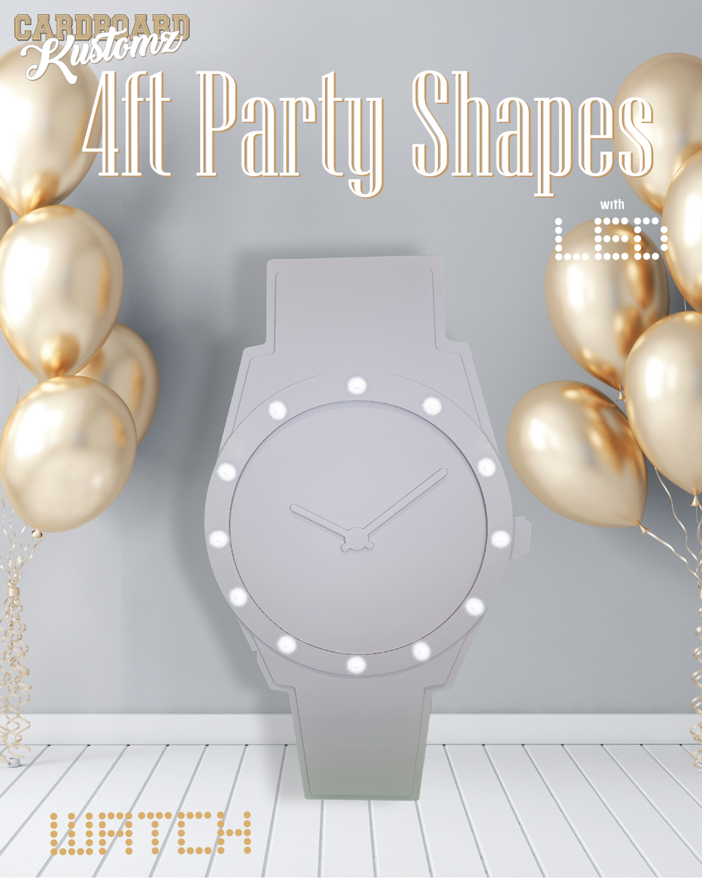 4Ft Party Shapes With Led Watch White Or Printed Party Prop – Cardboard ...