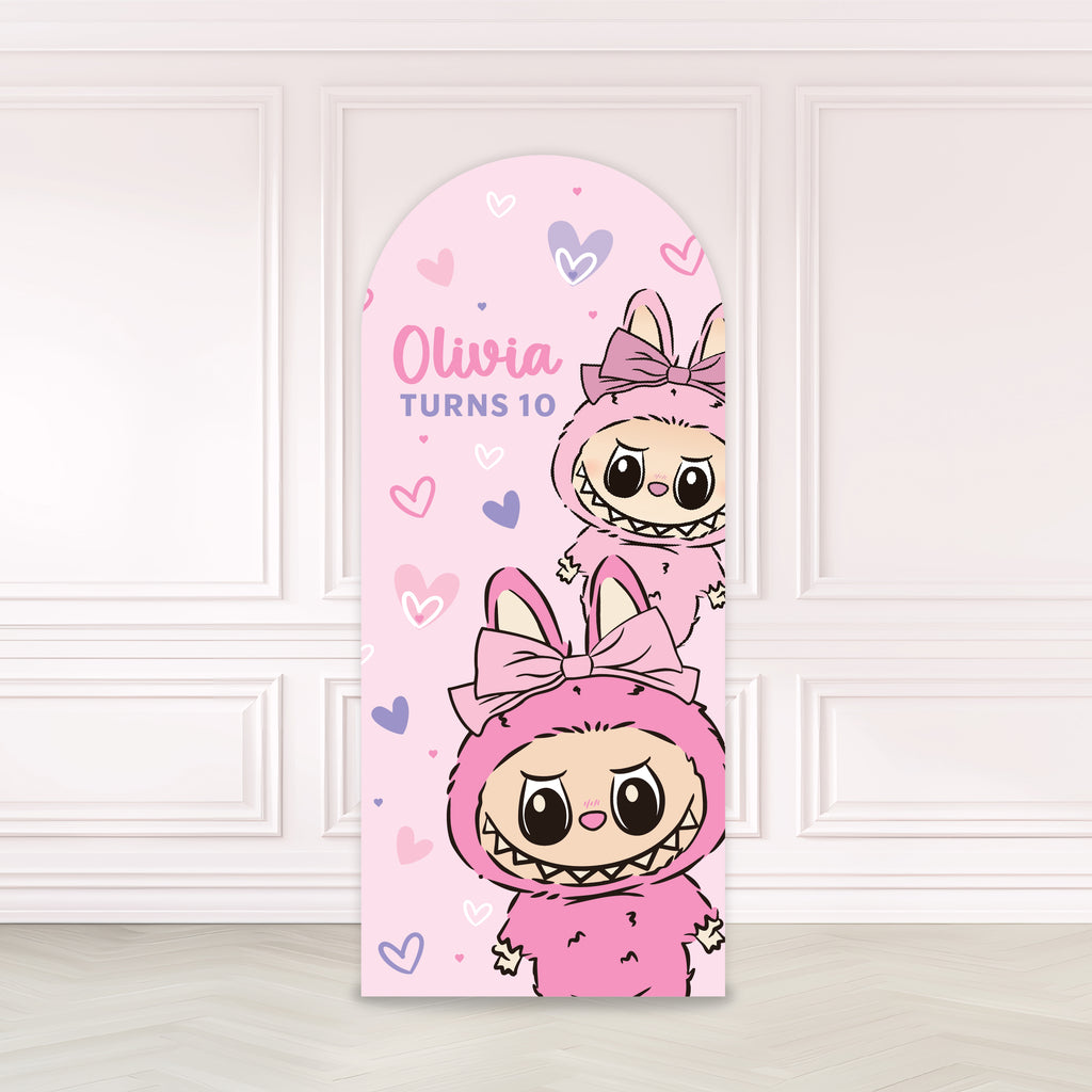 Labubu Mini Monster Backdrop | Personalised 6ft Display – Cardboard Kustomz