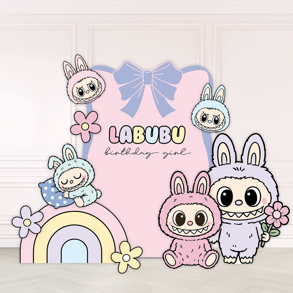 Mini Labubu Birthday Bundle | Backdrop and Cut Outs – Cardboard Kustomz