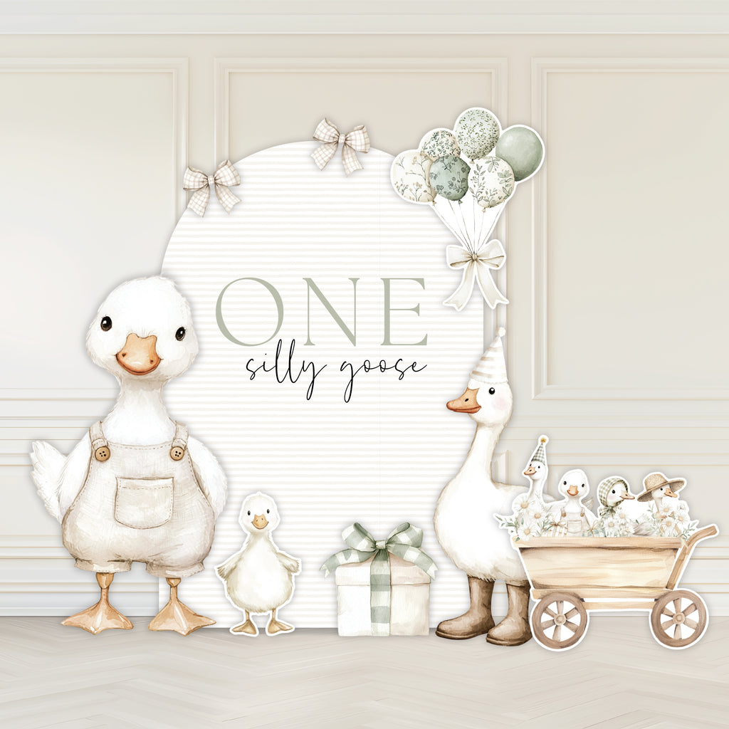 One Silly Goose Neutral Mini 4ft Birthday Bundle, DIY Party Pack ...