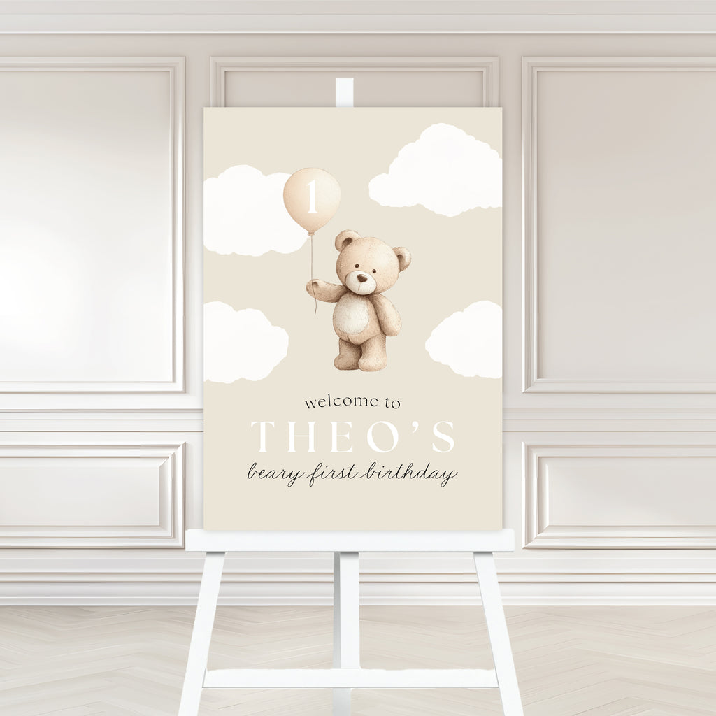 Teddy Bear Baby Shower Welcome Sign | A1 A2 Decor – Cardboard Kustomz
