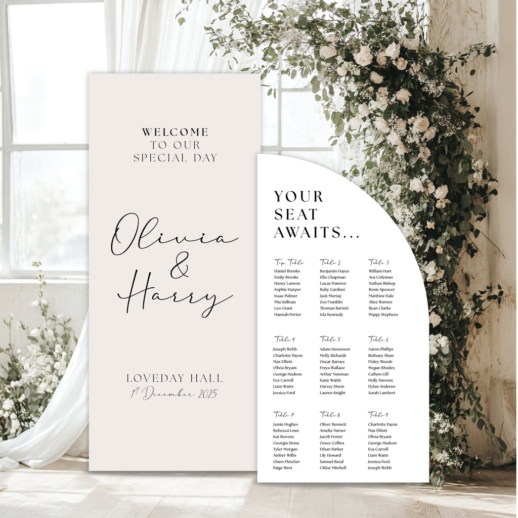 Wedding Welcome Sign & Table Plan | 6ft Display Set – Cardboard Kustomz