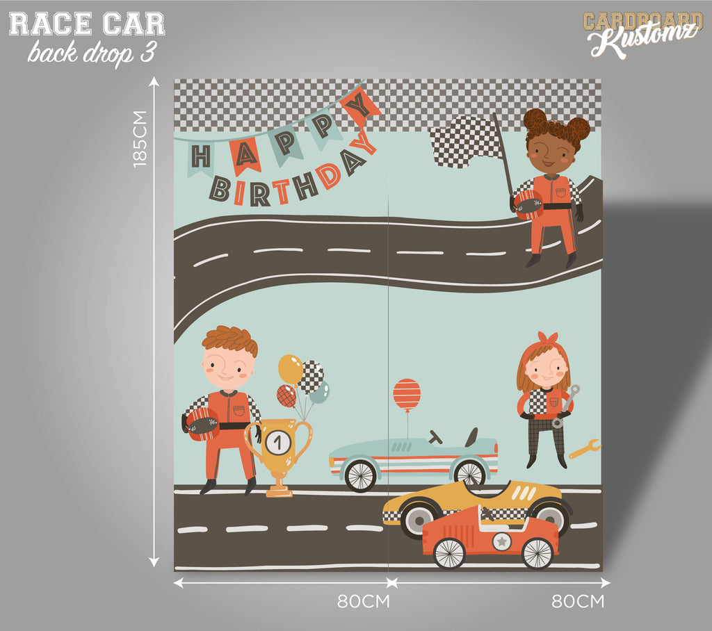 Race Car Double Backdrop Party Backdrop Prop – Cardboard Kustomz