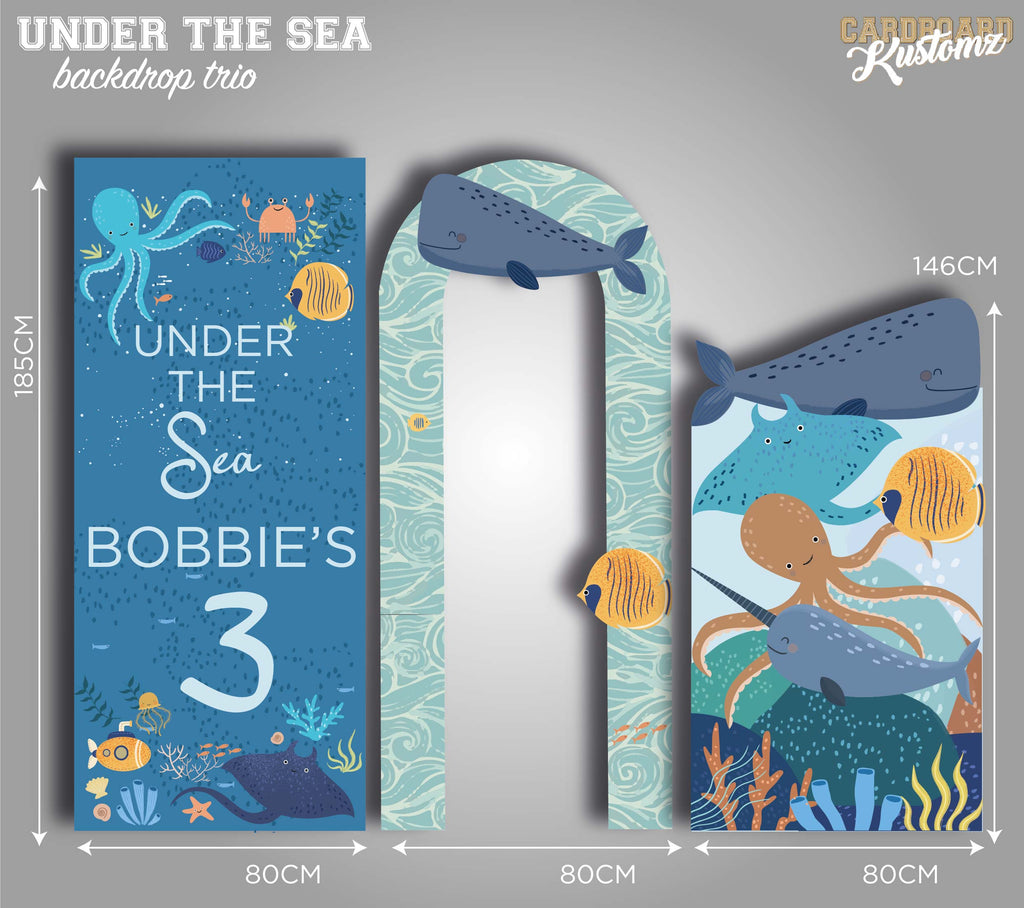 Customisable Under The Sea Party Photo Backdrop -Trio – Cardboard Kustomz