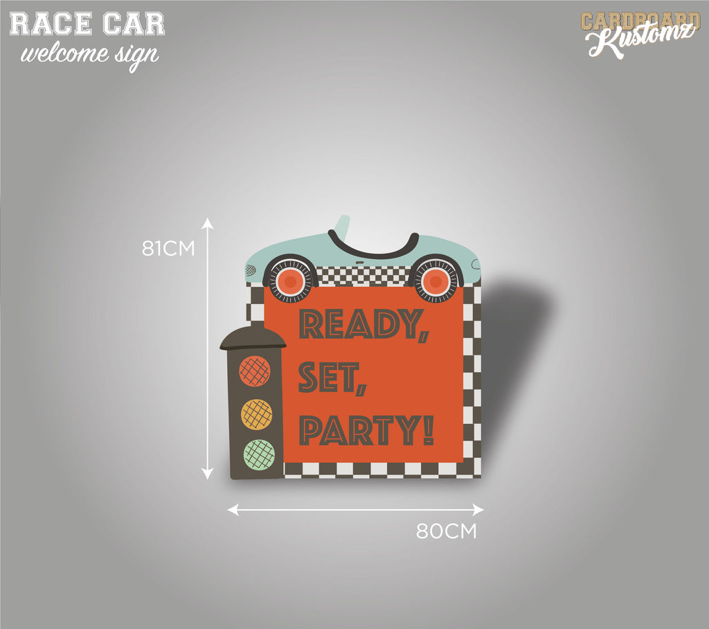 Race Car Welcome Sign Party Prop 80CM – Cardboard Kustomz